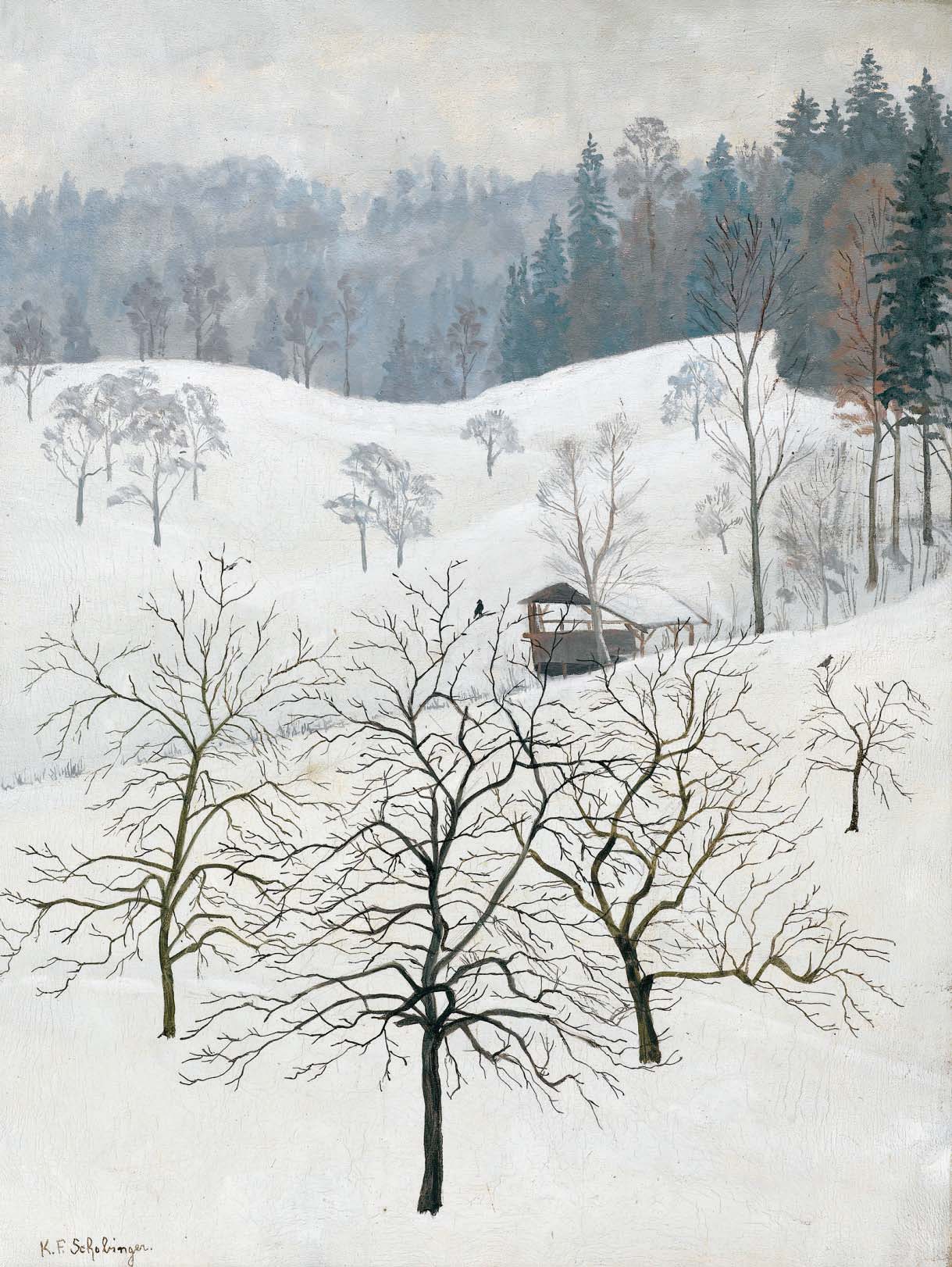 Karl Friedrich Schobinger «Winterlandschaft bei Luzern - Matthof ...